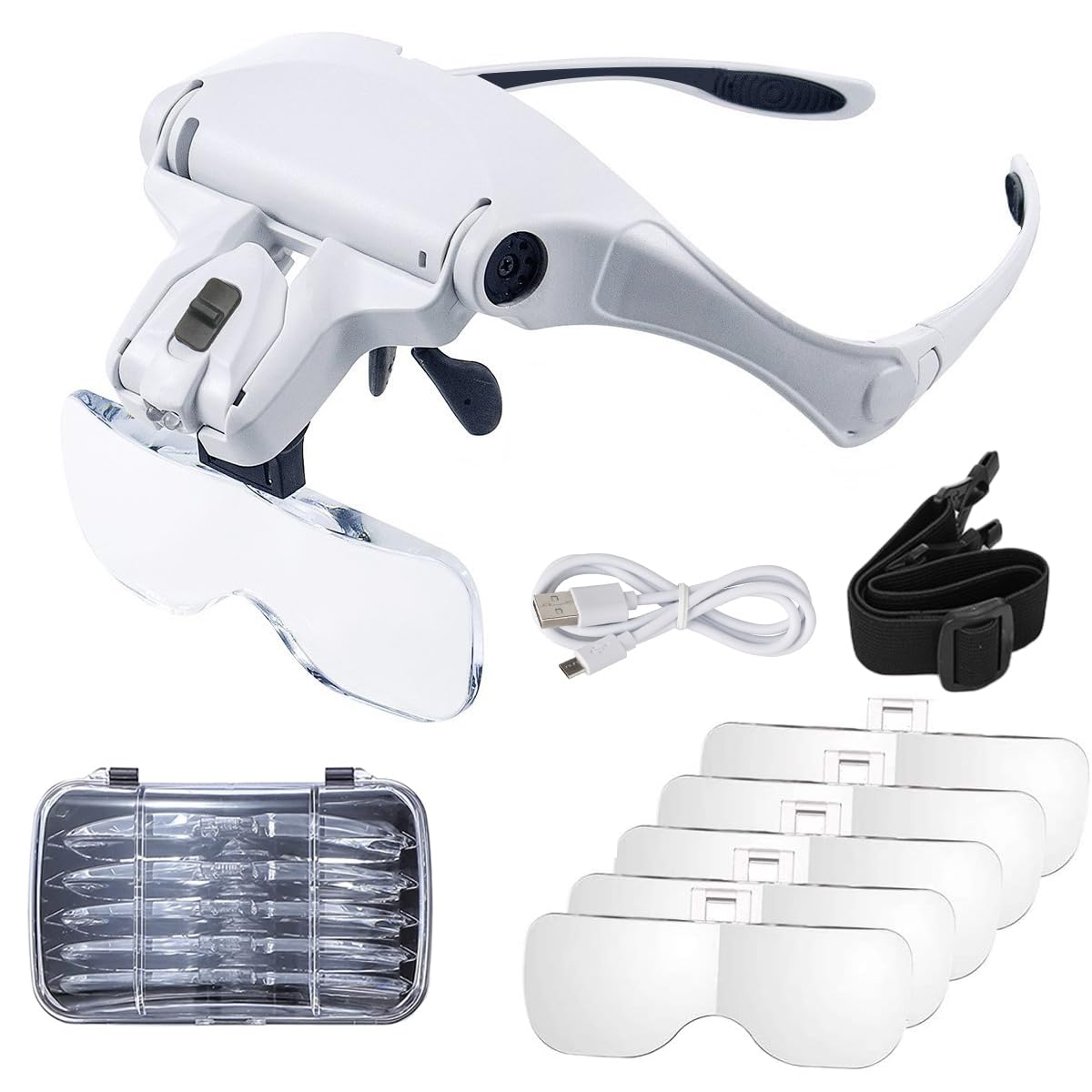 Hands Free Headband Magnifying Glass, Magnifying Glasses, Rechargeable ...