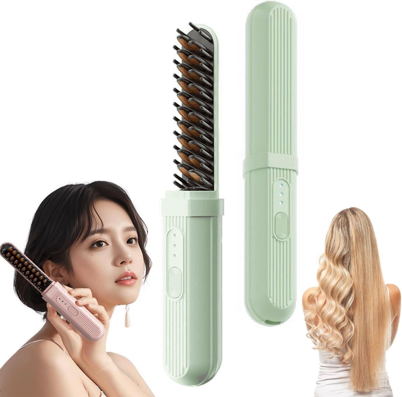 Amazon.com : Women's Cordless Hair Straightener Brush, Portable ...