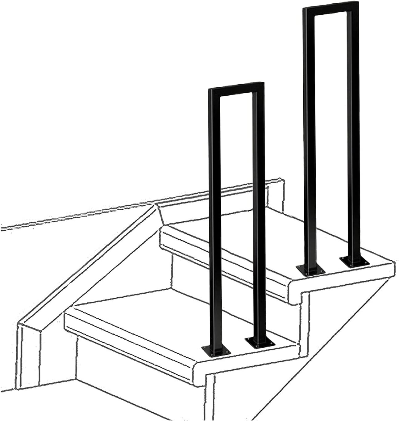 Amazon.com: Antourlamm U-Shaped Wrought Iron Stairs Banister Handrail ...