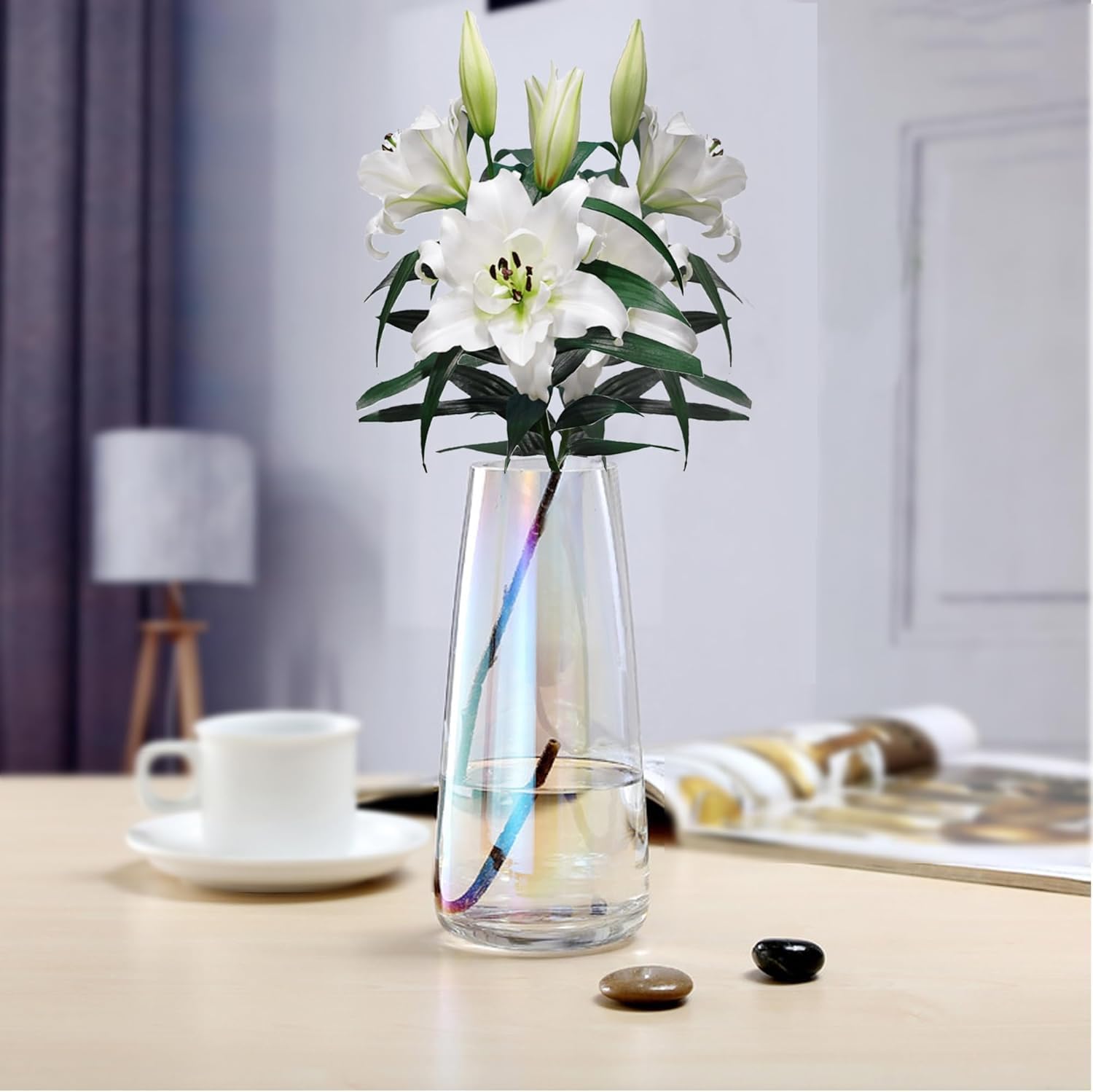Glass Flower Vase, Thick Glass Centerpieces Vases Modern Home Clear ...