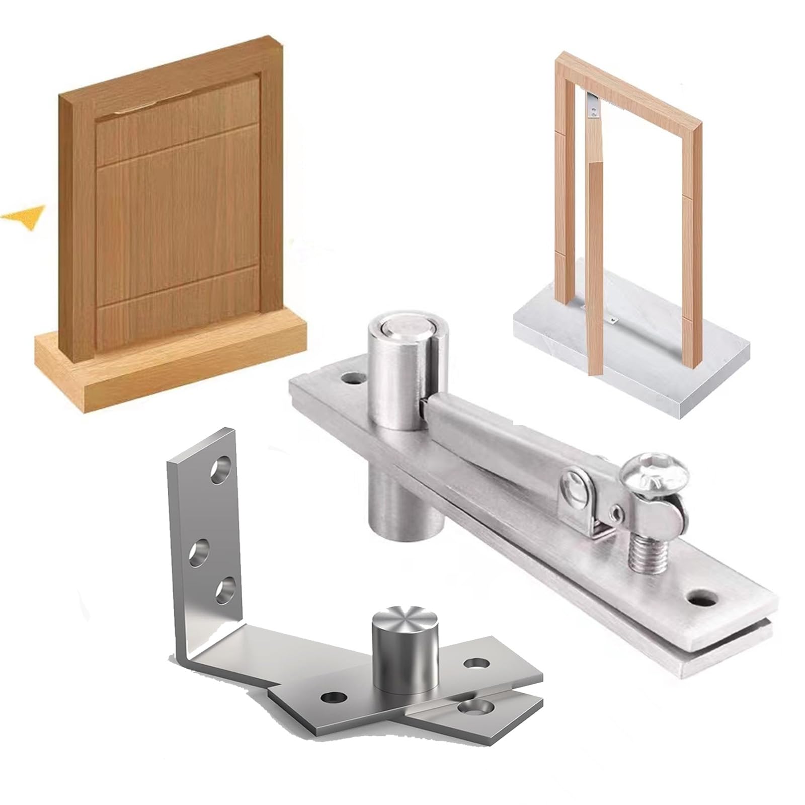 Pivot Hinges Glass Pivot Hinge Set KS03, Polished Sst, 10 Mm