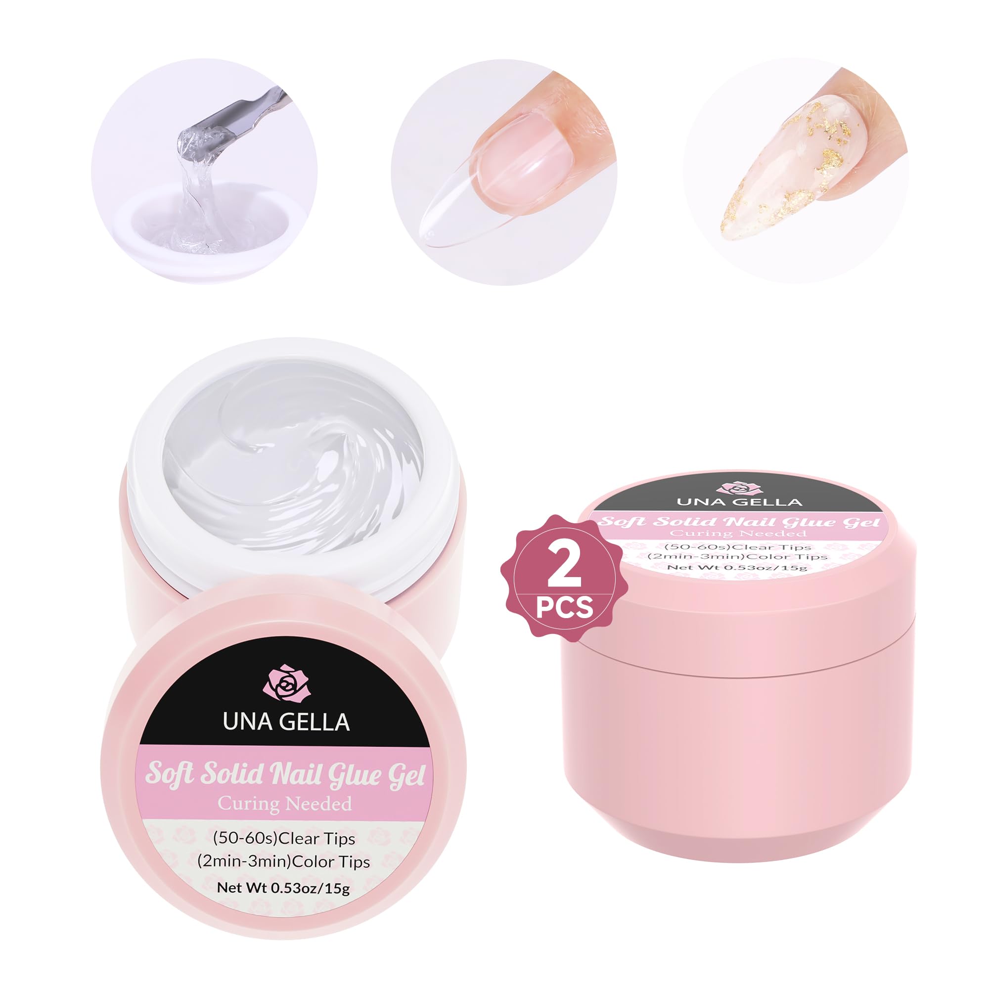Amazon.com: UNA GELLA Solid Nail Glue Gel - Long Lasting Solid Nail ...