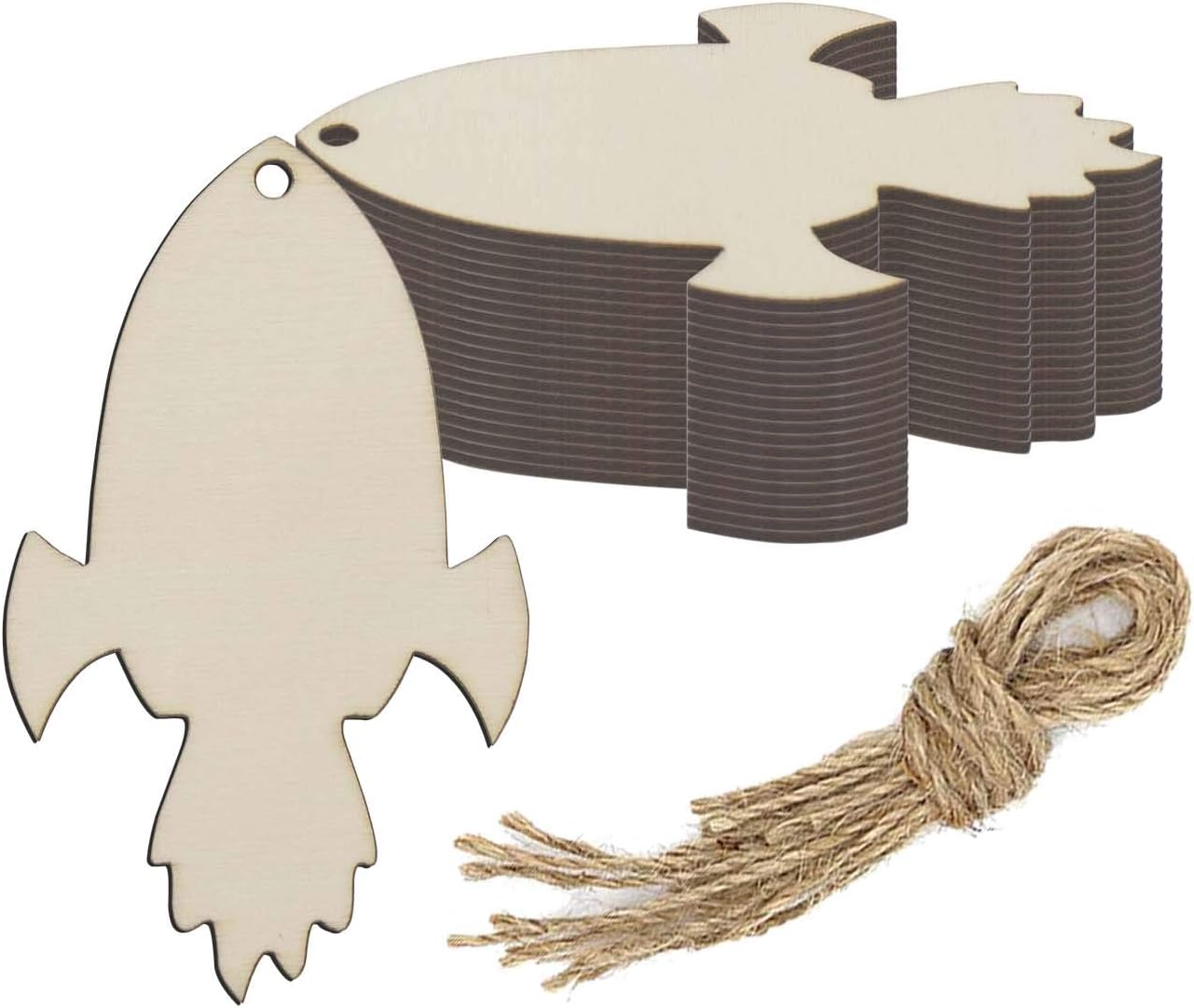 Amazon.com: 12 Sets Rocket 3D Wood Tabletop Cutouts Unfinished Wooden ...