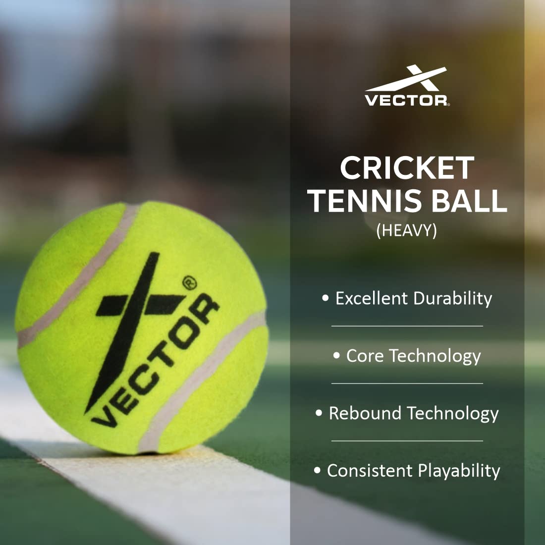 Vector X Heavy Cricket Tennis Ball (Yellow, Standard Size) Material ...