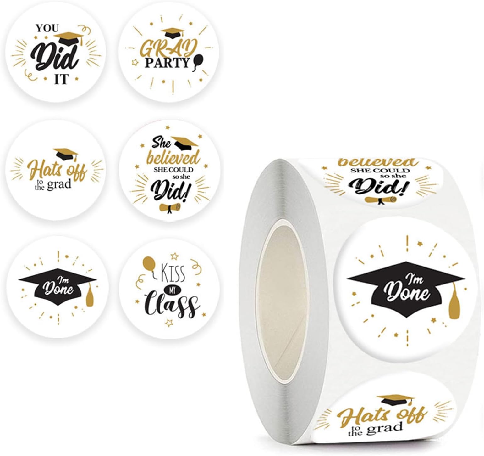 Amazon.com: Happy Graduation Stickers Congrats Graduation Roll Labels ...