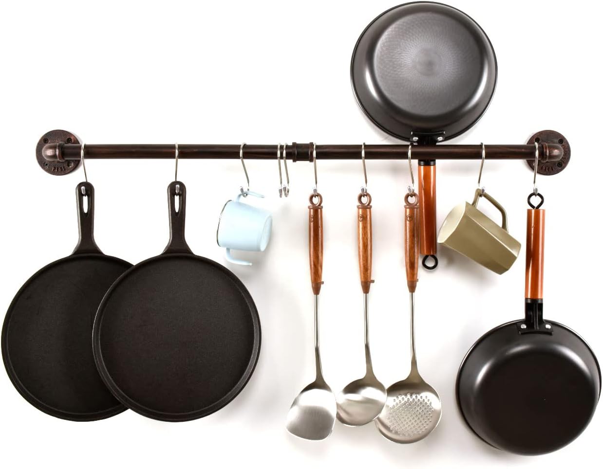 Amazon.com: HOEMLIM Pipe Pot Pan Rack Wall Mounted Industrial Utensil ...