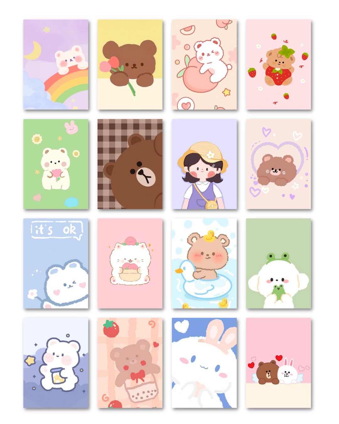 Cute Kawaii Posters Pack of 16 (8 x 11 cm) 300 GSM | Cute Aesthetic ...
