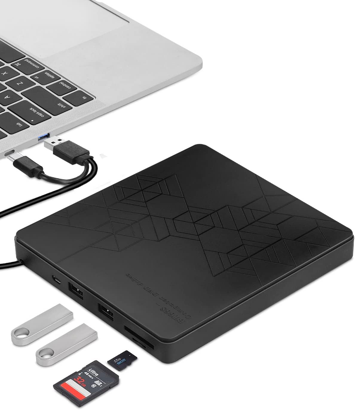 Maxesla External DVD Drive USB 3.0 Type C With SD TF Card Reader & USB ...