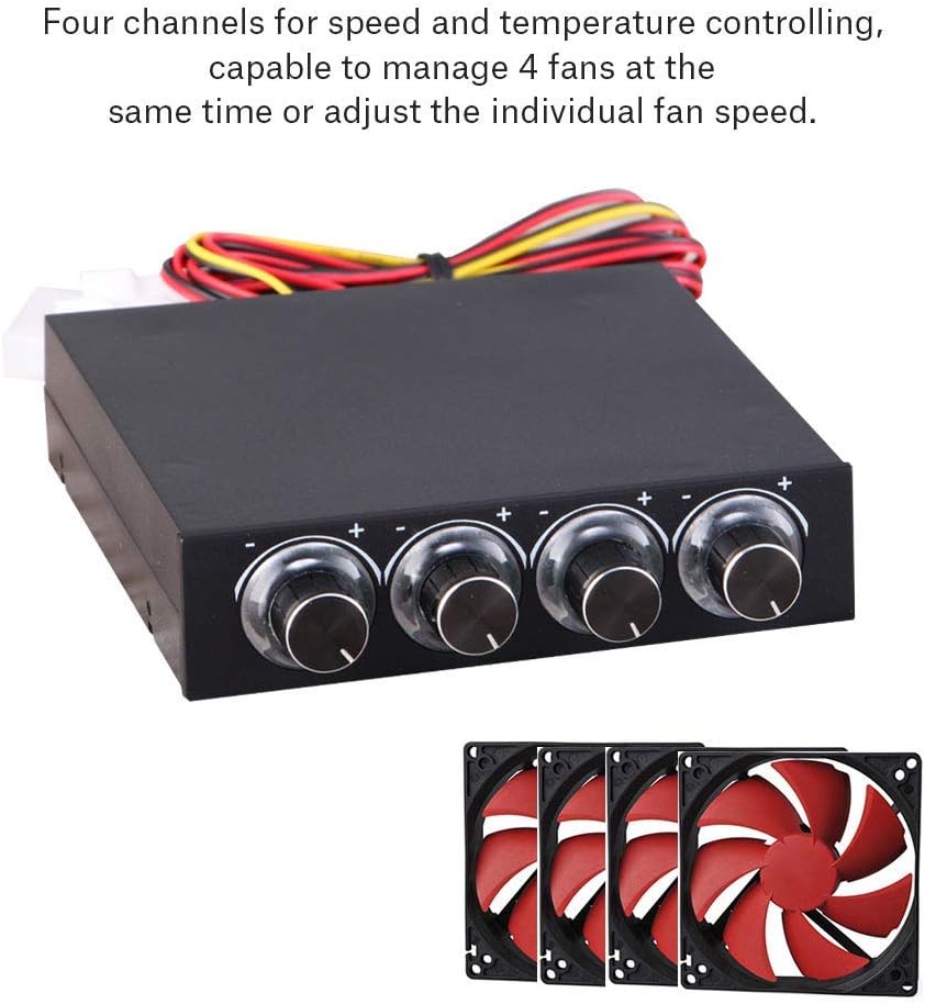 Yunir PC Fan Controller, DC 12V 4 Channel Computer Fan Speed ...