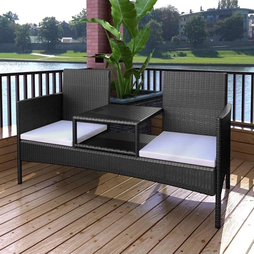 KRHINO Sitzbank Modern Parkbank, 2-Sitzer-Gartensofa mit Teetisch Poly ...