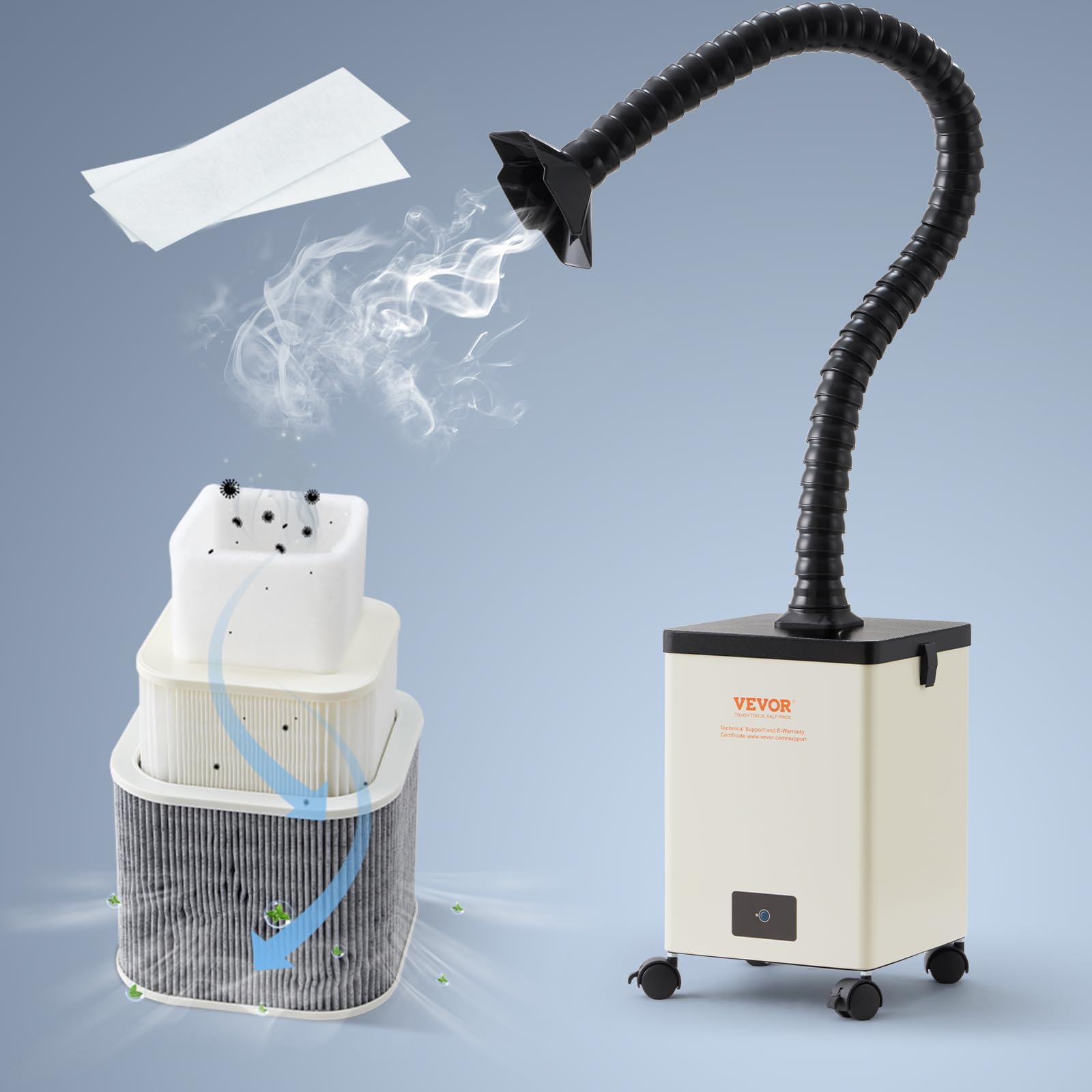 VEVOR Solder Fume Extractor, 150W Soldering Smoke Extractor with 3 ...