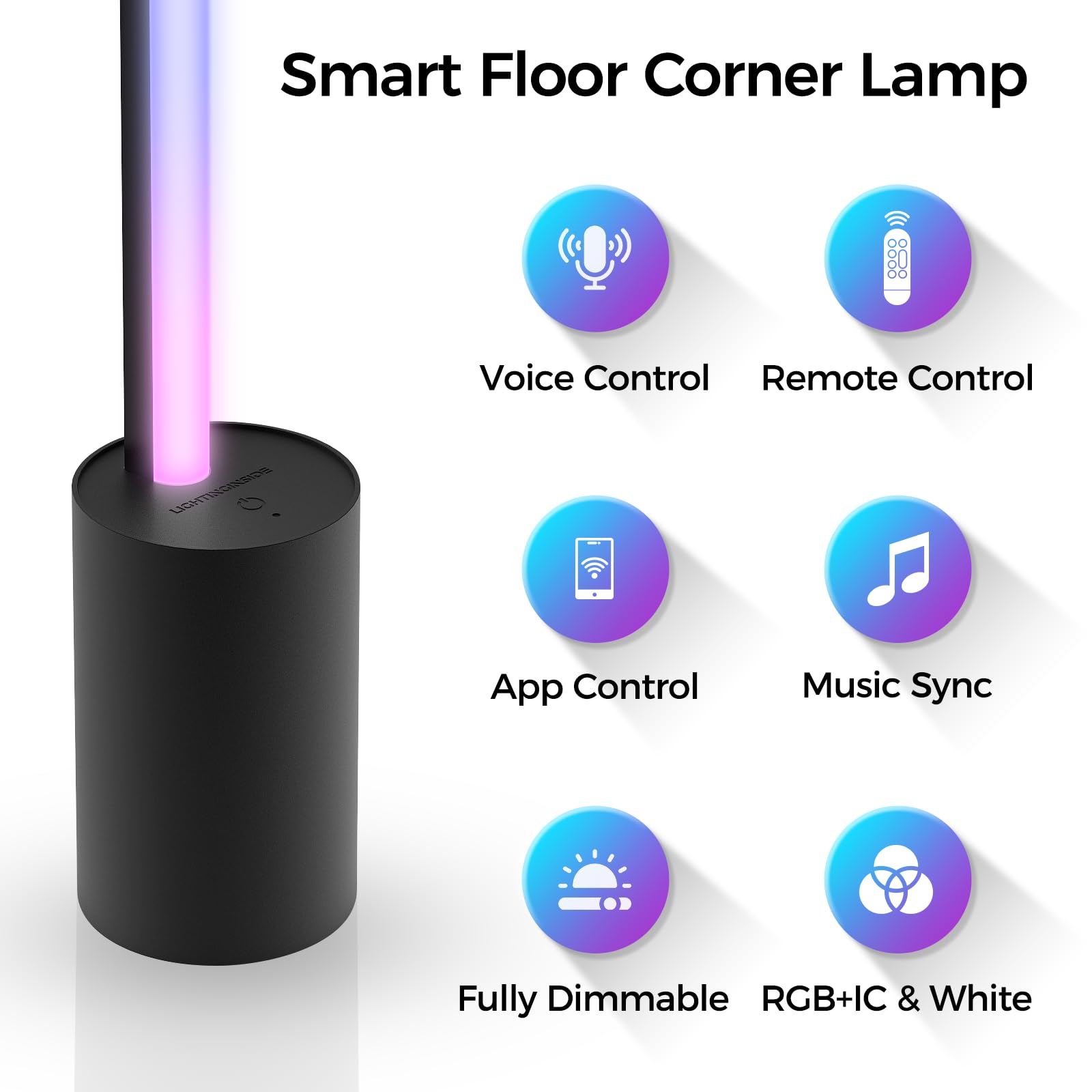 Smart Floor Lamp with Remote, Morden Corner Floor Lamp, 16 Million DIY ...