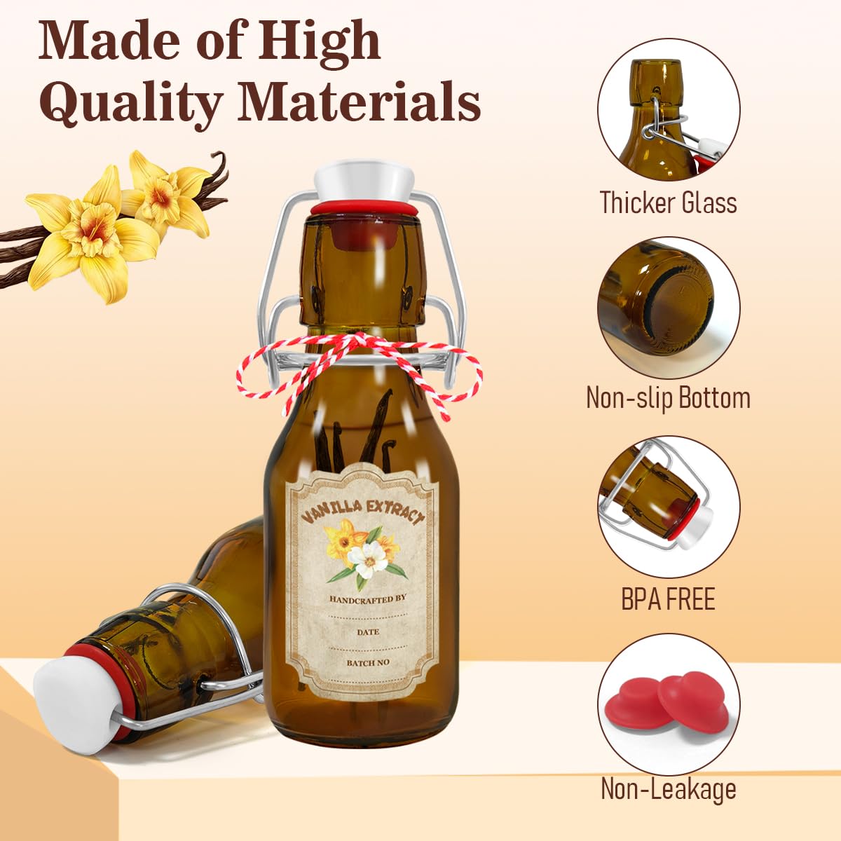 Snapklik.com : Ohaayoo 10 Pack Vanilla Extract Bottles Flip Top Vanilla ...