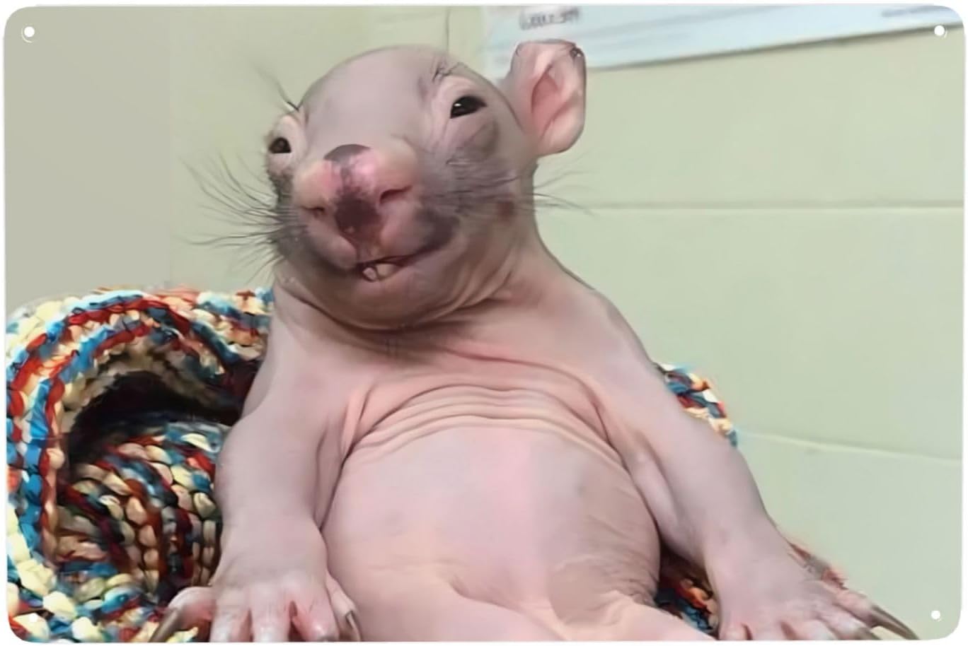 Amazon.com: Bald Rat Meme Tin Metal Sign 12x8 Inch Wall Decor For Home ...