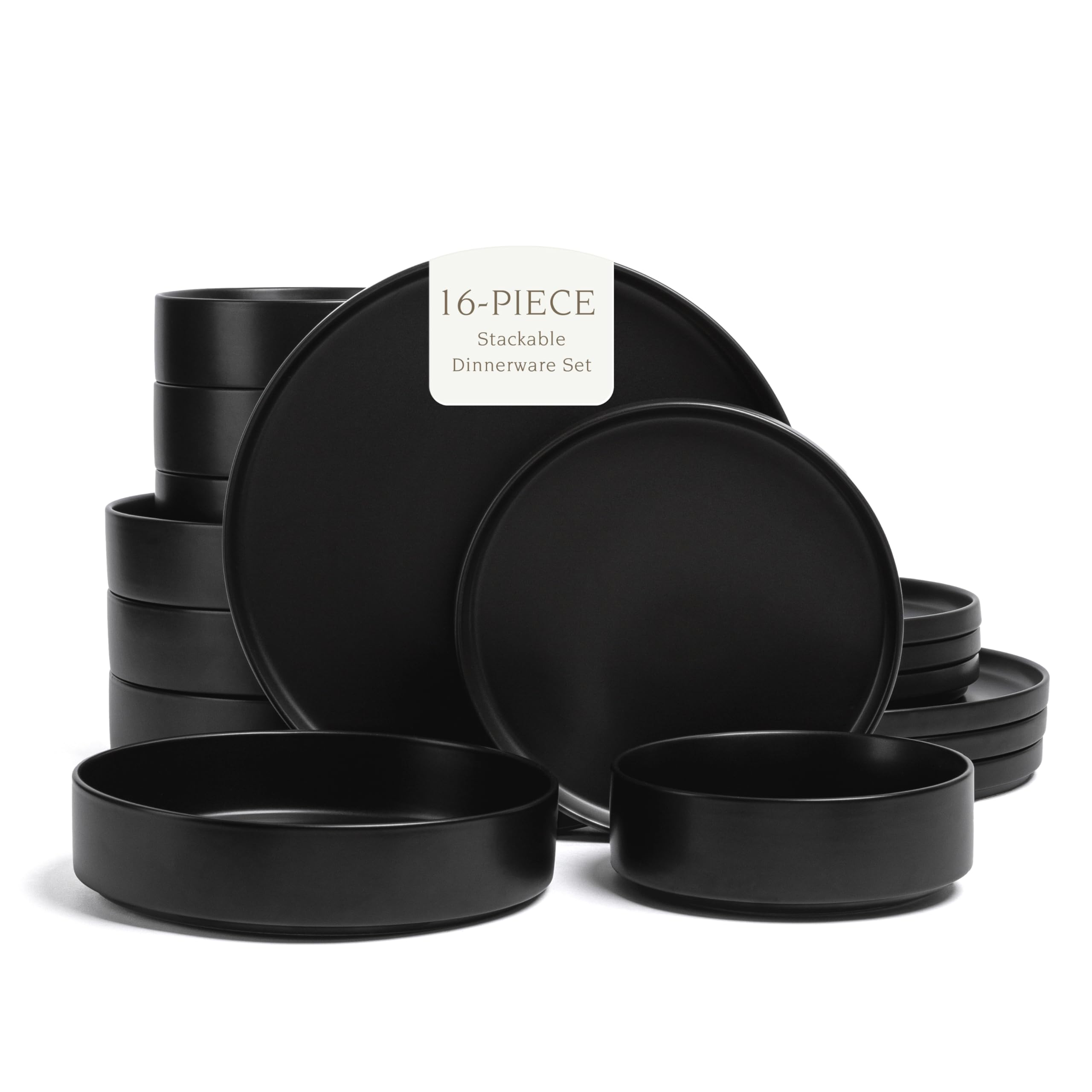 Amazon.com | over&back 16-Piece Stackable Dinnerware Dish Set ...