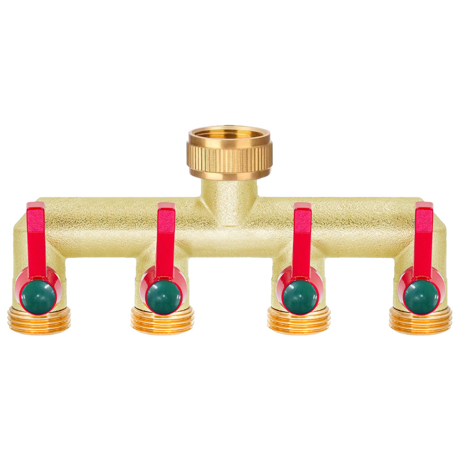 iBamso Solid Brass Garden Hose Splitter, 4 Way Tap Splitter with On/Off ...