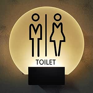 Amazon.com: DAOUXIAOSP LED Restroom Sign, 8 Inch Round Wall Mount ...