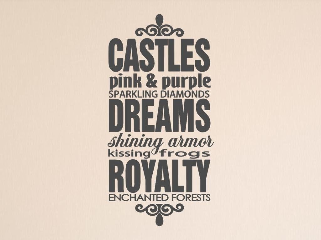 Vinylsay 0164.Castles -M.Dark Grey-18x22 Pink and Purple Castles Wall ...