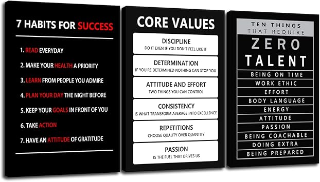 Amazon.com: Inspirational Canvas Core Values Wall Art 3 Pieces Poster ...