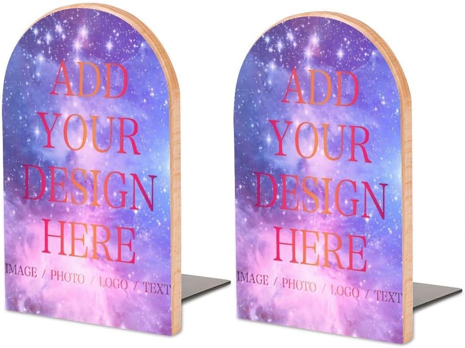 Amazon.com: Custom Wood Book Ends for Shelves Add Your Own Photo/Logo ...