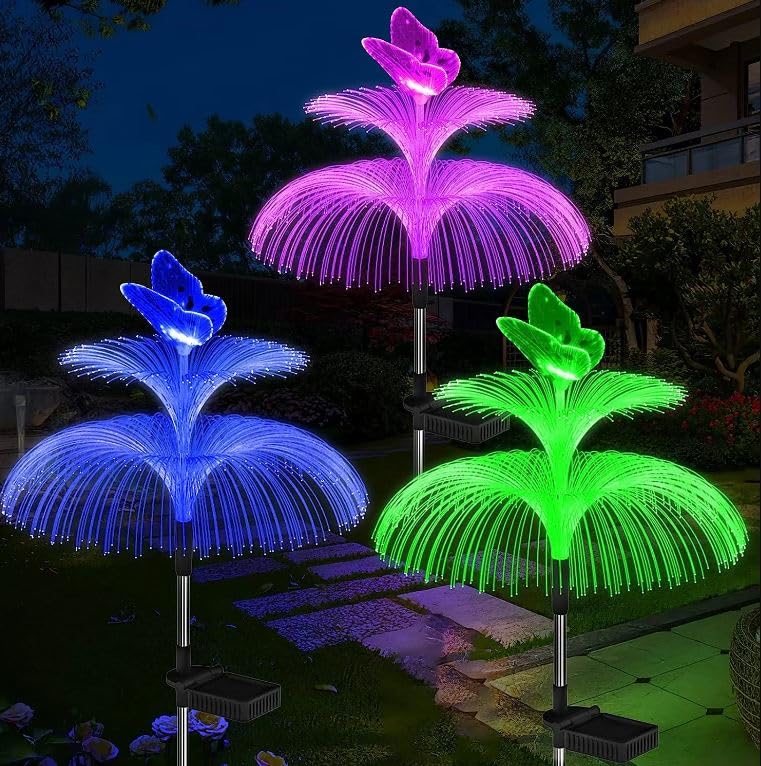 Fiber Optic Outdoor Lighting Solar Garden Light Colorful Fiber Optic