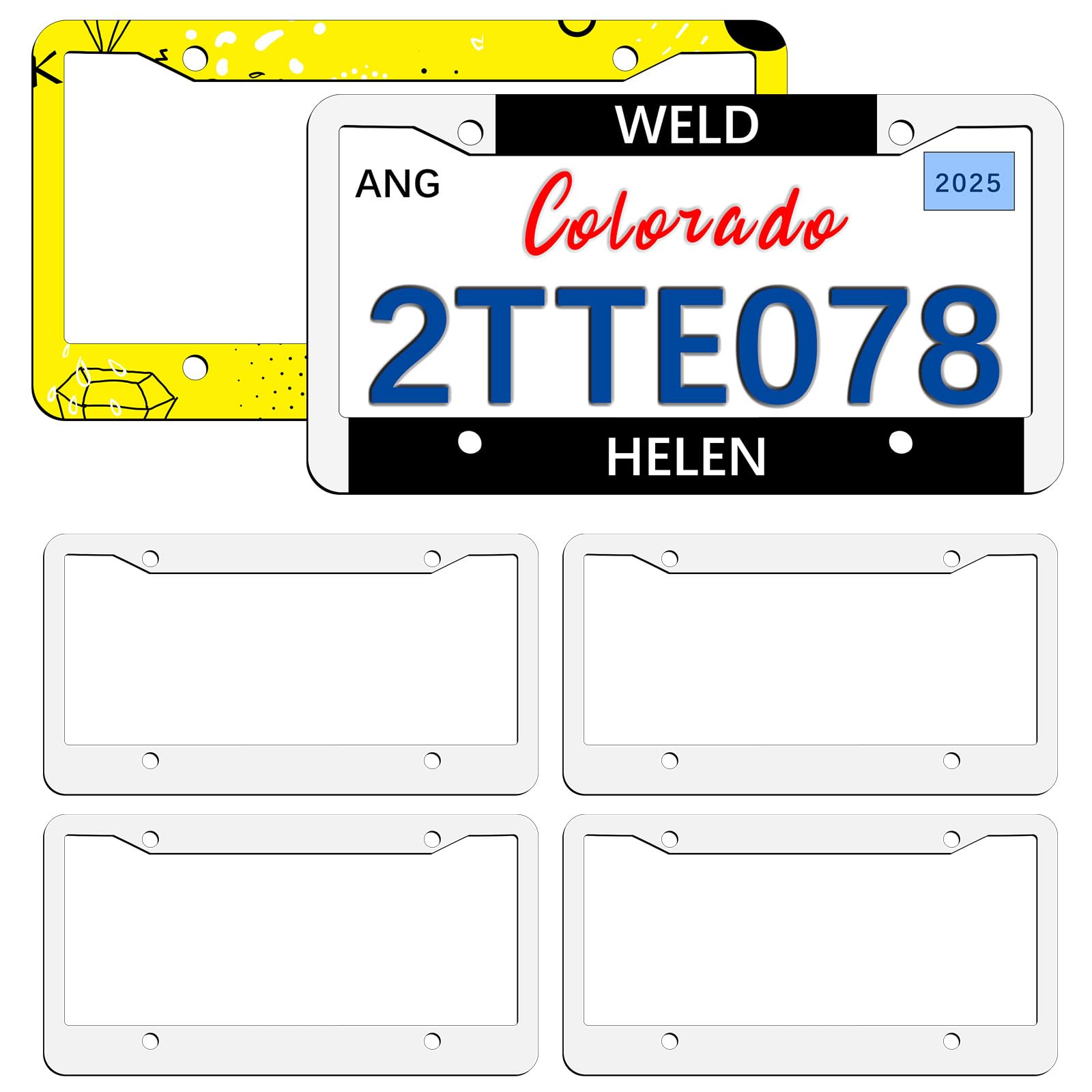 Amazon.com: 6 PCS Sublimation License Plate Frame Blanks, DIY White ...