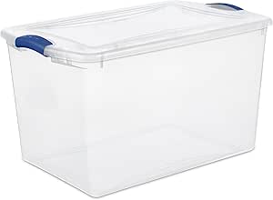Amazon.com: InTche 66 Qt. Clear Plastic Latch Box, Blue Latches with ...