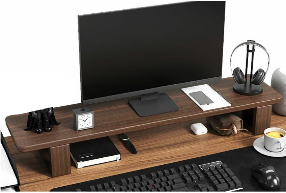 Amazon.co.jp: MJKQ9 モニター台 モニタースタンド ブラウン 木製 パソコン台 80*20*11cm 北欧 机上ラック 机上 ...