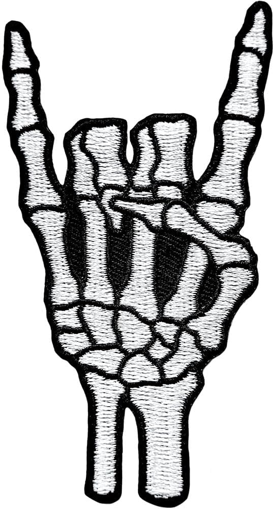 Amazon.com: Pinsanity Skeleton Hand 'Rock On' Rock and Roll Iron-On ...