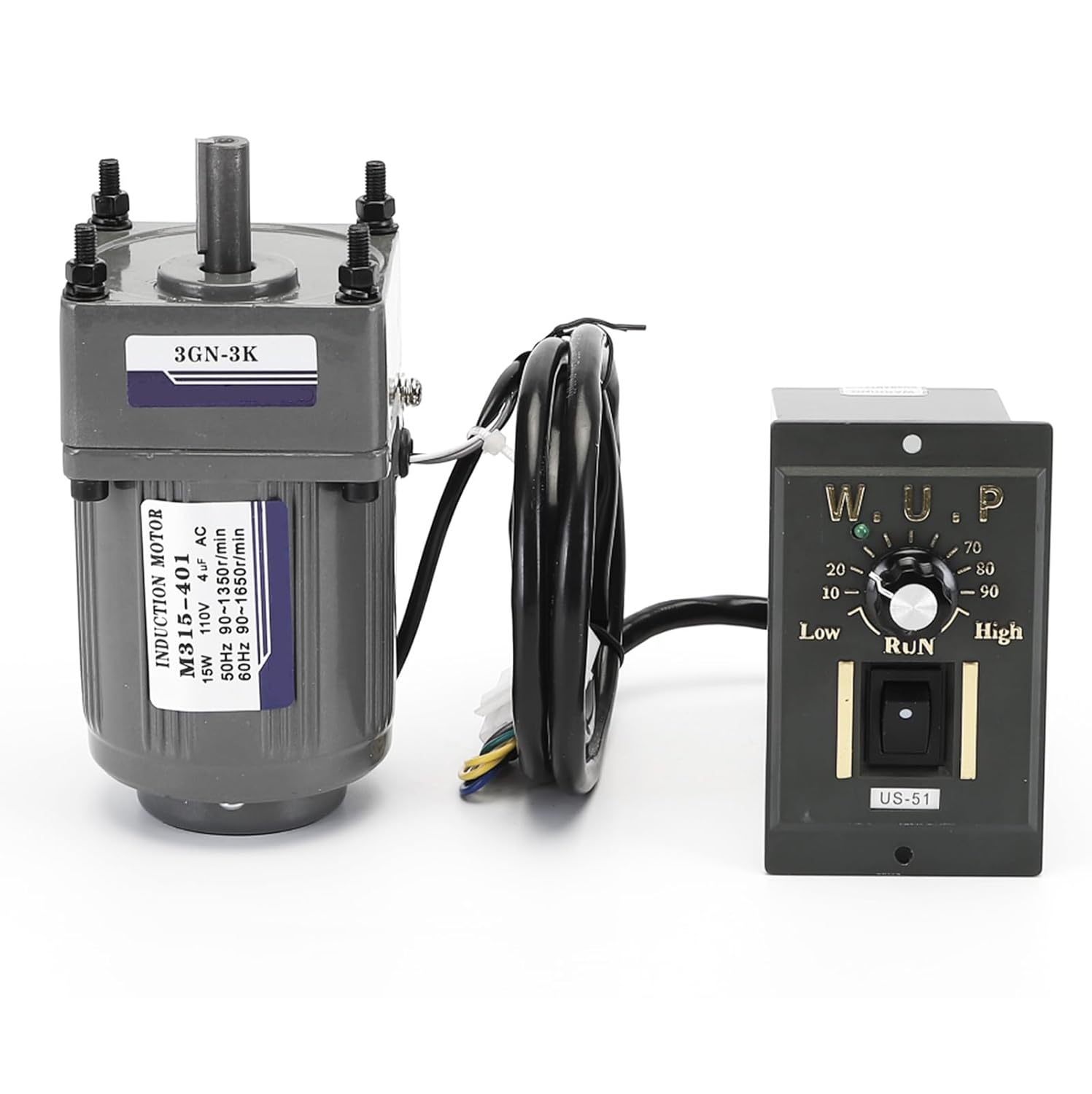 110V AC Motor + Speed Controller + Gear Box, 15W Single Phase Electric ...