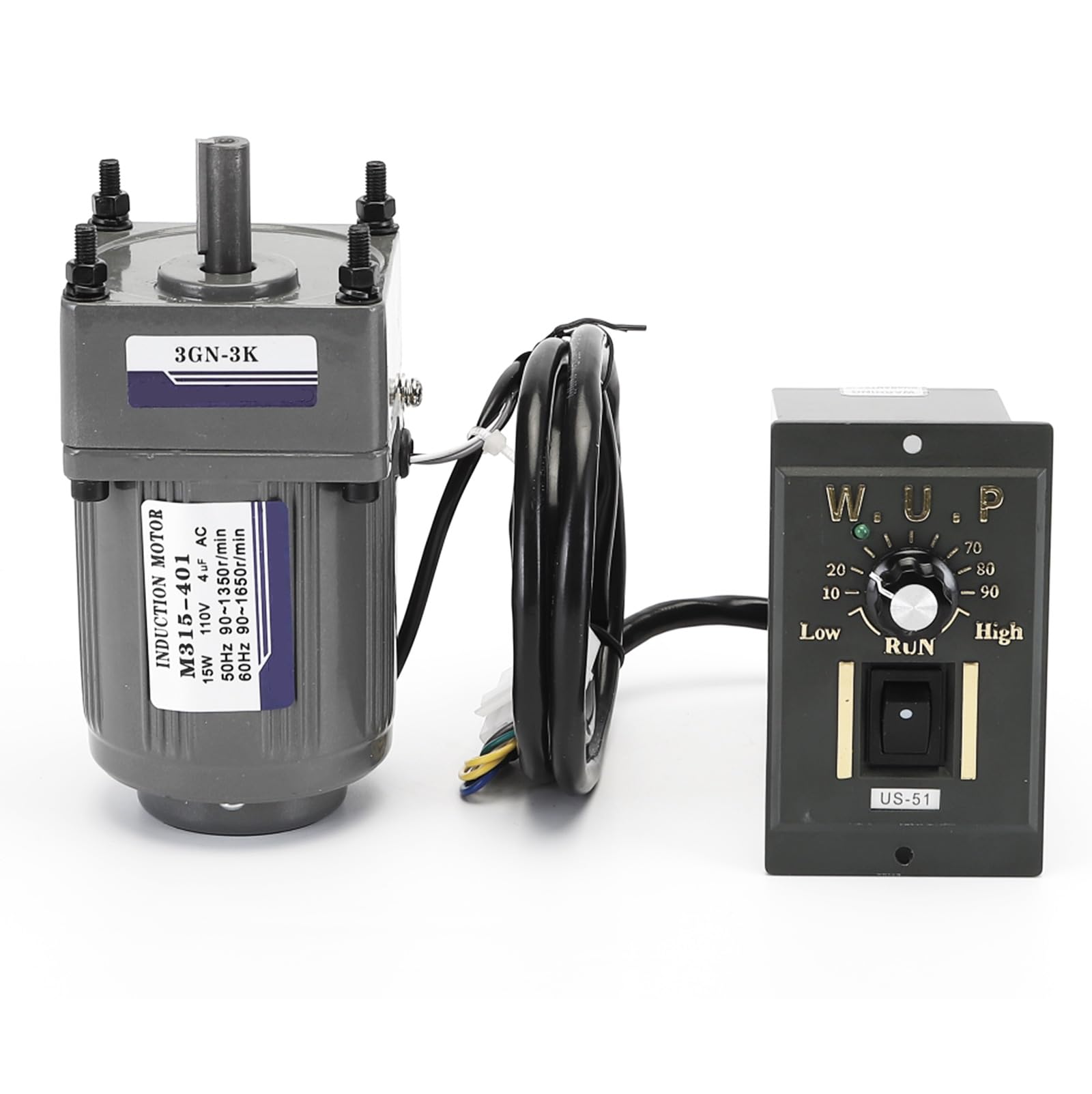 110V AC Motor + Speed Controller + Gear Box, 15W Single Phase Electric ...