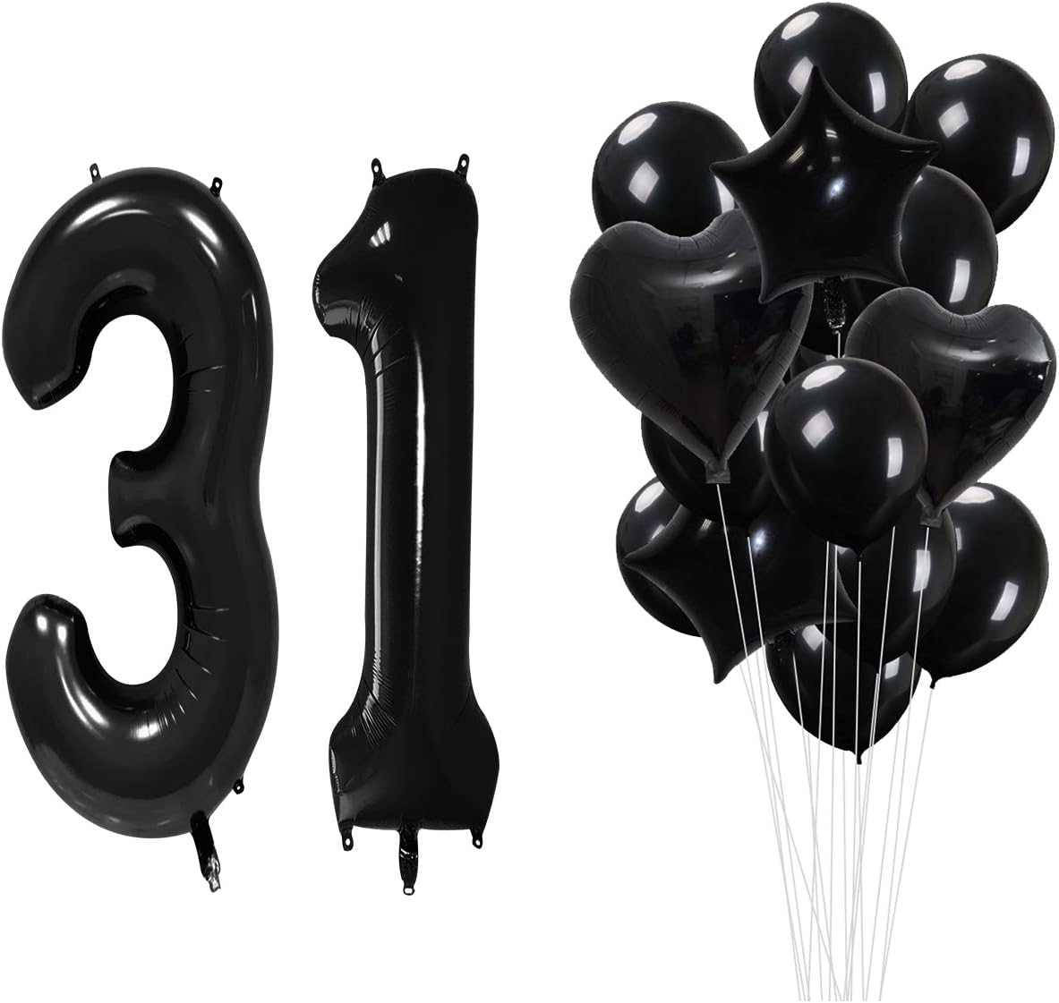 Amazon.com: 40 Inch Black 31nd Birthday Helium Jumbo Digital Number 31 ...