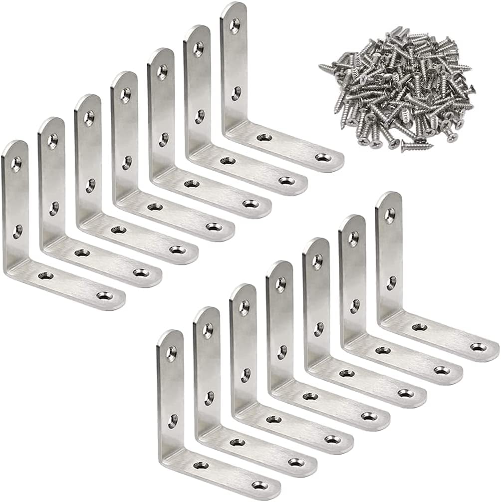 Amazon.com: L Bracket Corner Brace 18 Pieces with 72 Screws Set ...