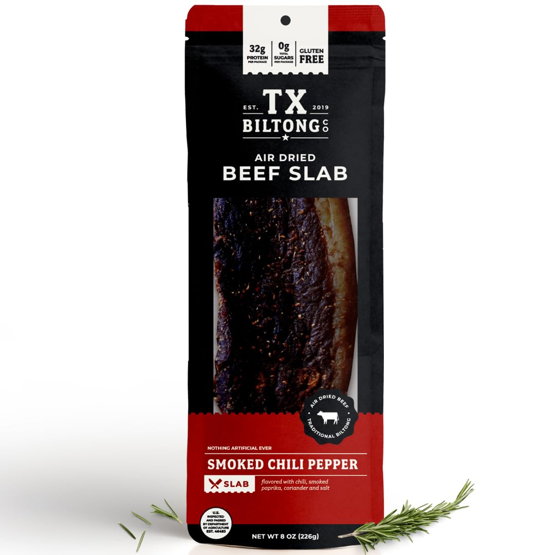 Amazon.com: TX Biltong Beef Slab- 8oz Smoked Chili Pepper Whole Slab ...