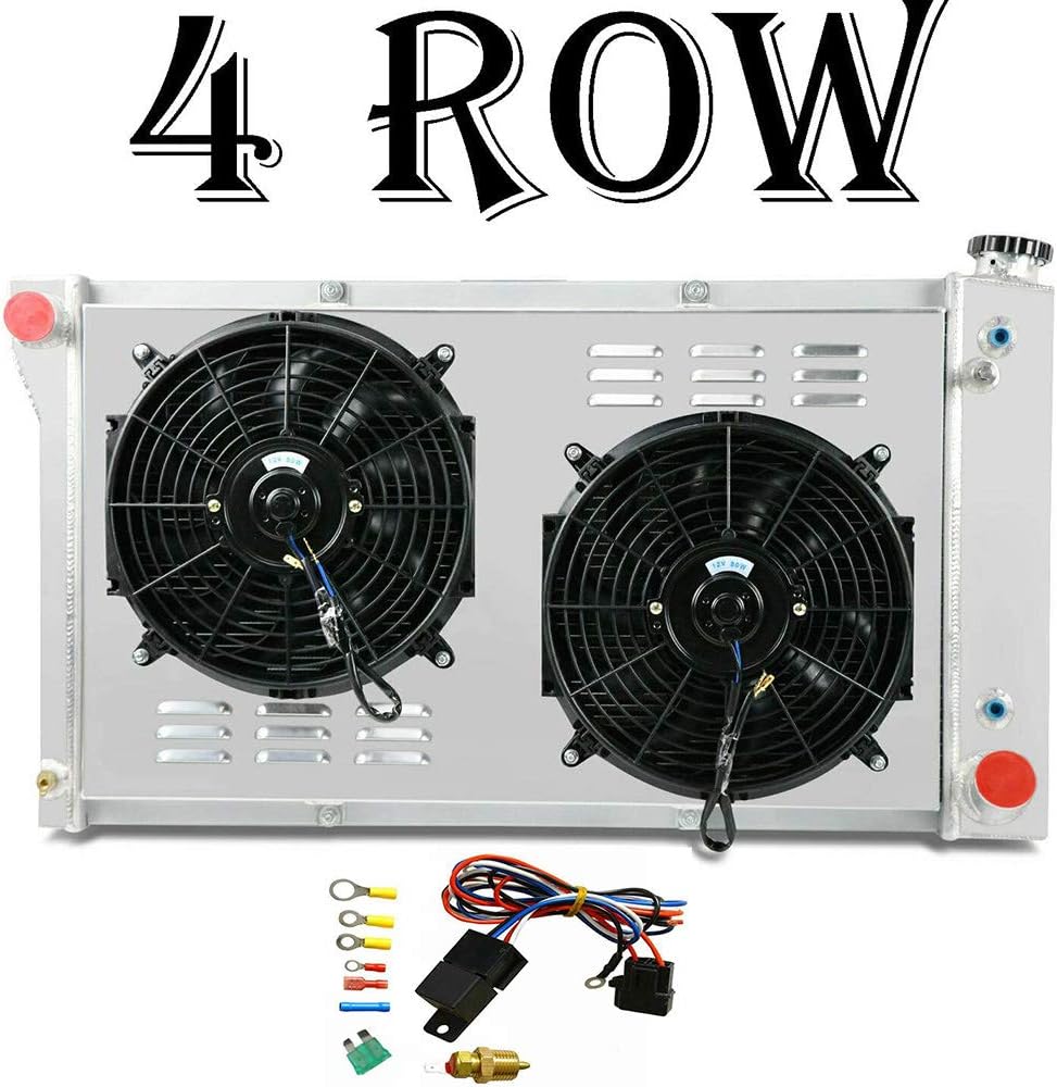Amazon.com: ALLOYWORKS 4 Row Core Aluminum Radiator Fan Shroud Kit For Chevy C/K Series C10/C20 ...