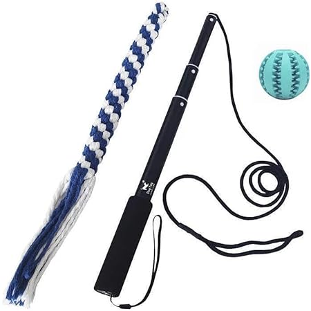 Flirt Pole Rope Dog Toy with Rope Ball and Chasing Tail Chewing Braided ...