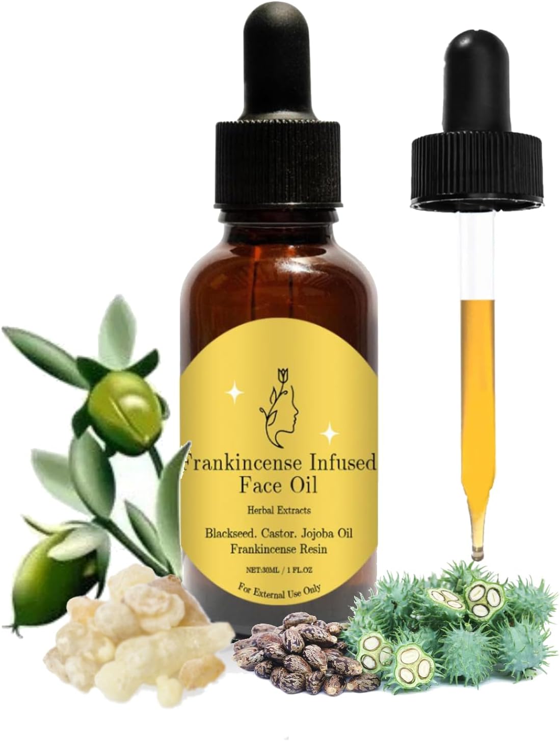 Frankincense Resin Infused Organic Black Seed, Castor & Jojoba Oils for ...