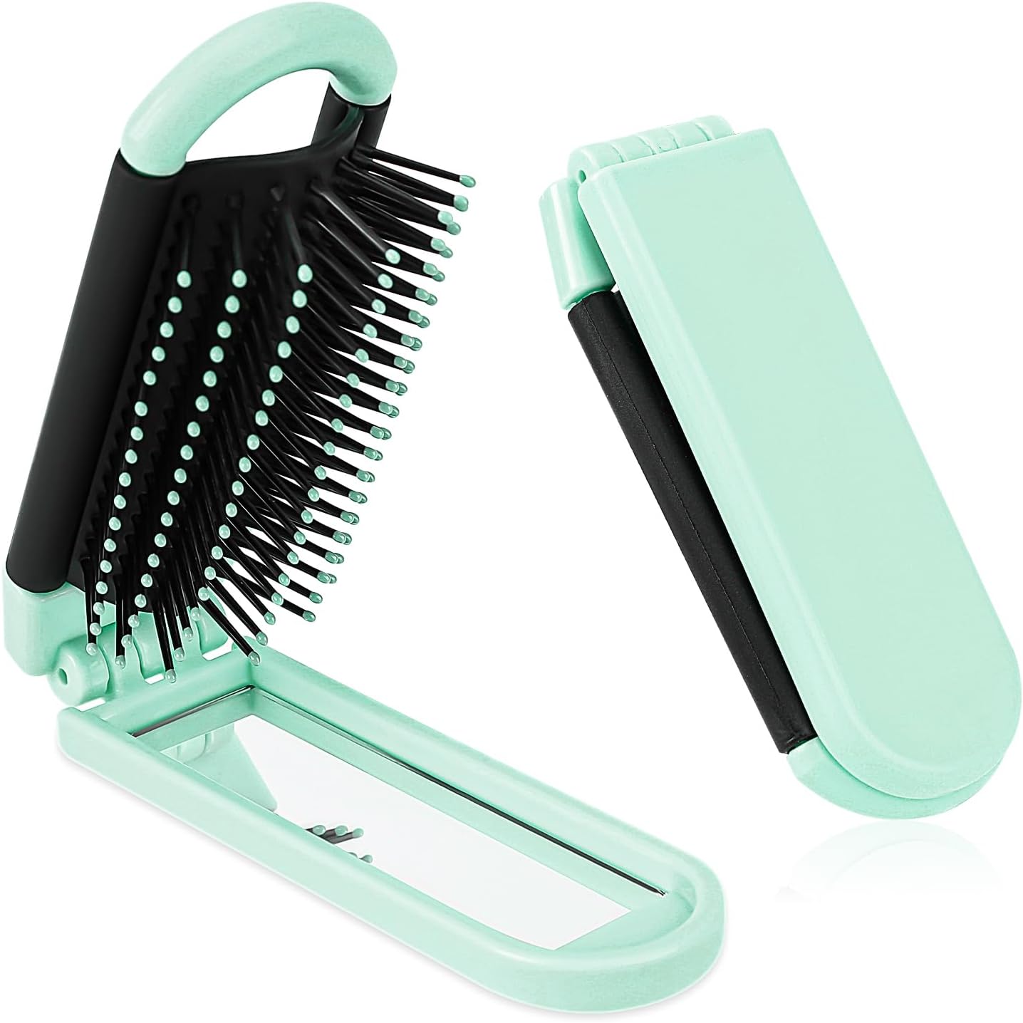 Travel Folding Hair Brush with Mirror for Women, Small Collapsable Hair ...