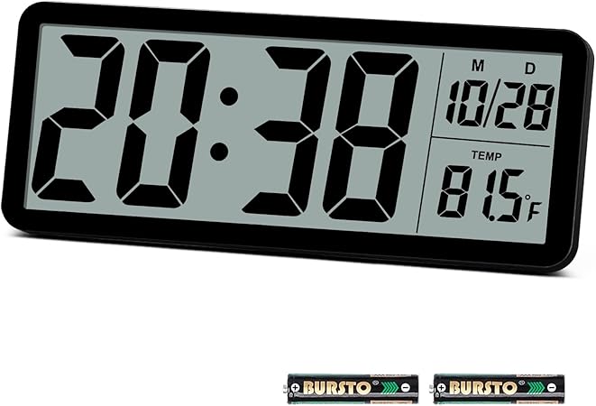 QINYUNE Digital LCD Wall Clock Easy to Set, 8.5 Inch LCD Screen with ...