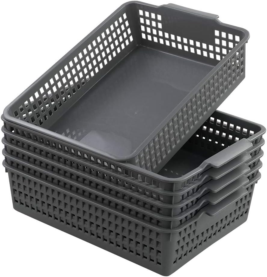 Amazon.com: Neadas Rectangle Plastic Storage Baskets, Plastic Paper ...