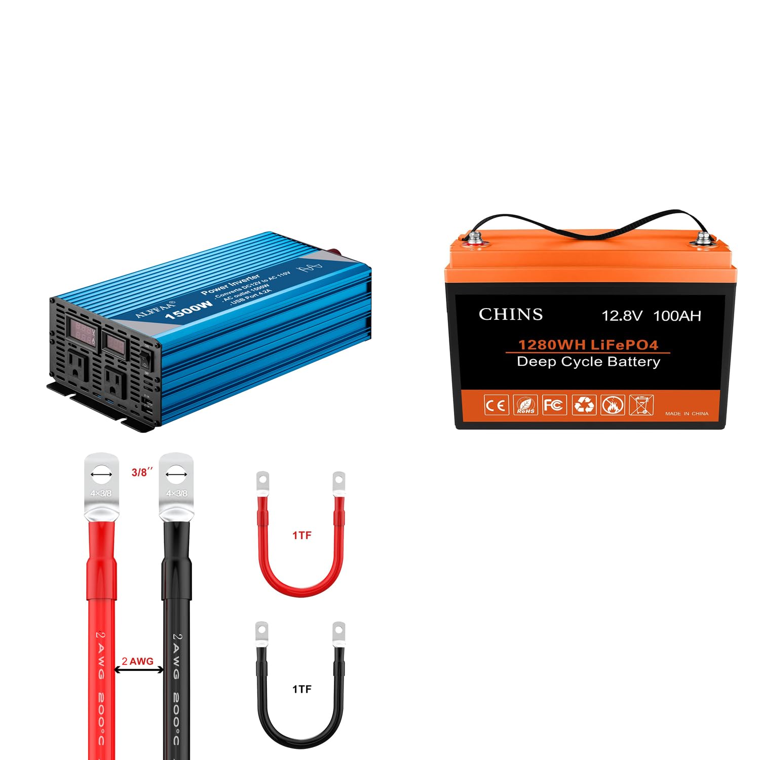 Amazon.com: ALFFAA 1500W Pure Sine Wave Inverter 12V DC to 110V AC ...