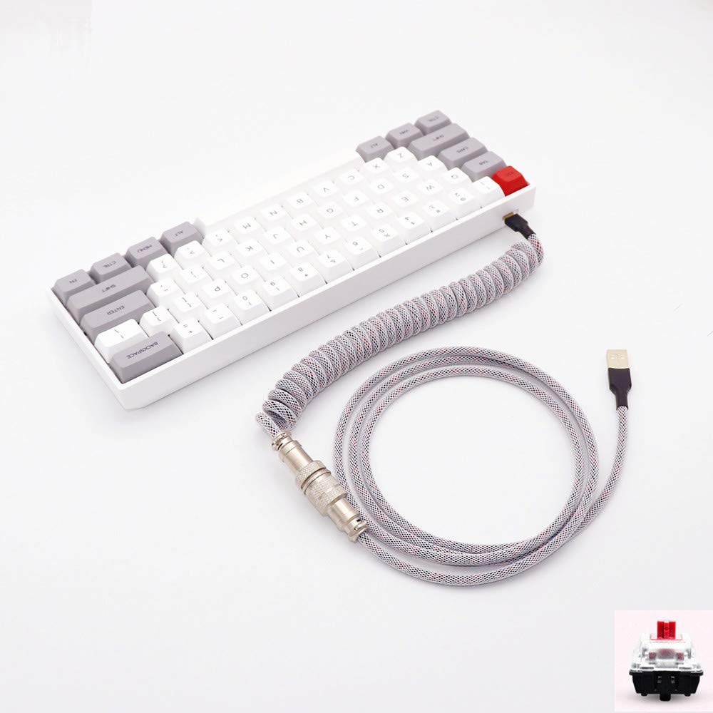 Buy SK61 Mechanical Keyboard & USB Type C Coiled Cable NKRO Gateron ...
