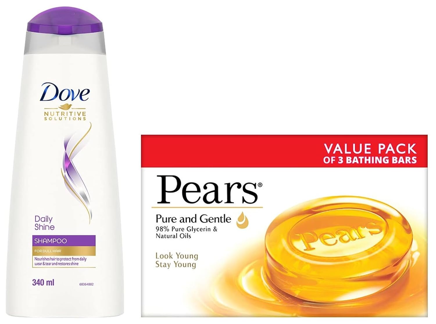 Buy Pears Pure And Gentle Soap Bar, 125g (Pack Of 3) & Dove Daily Shine ...