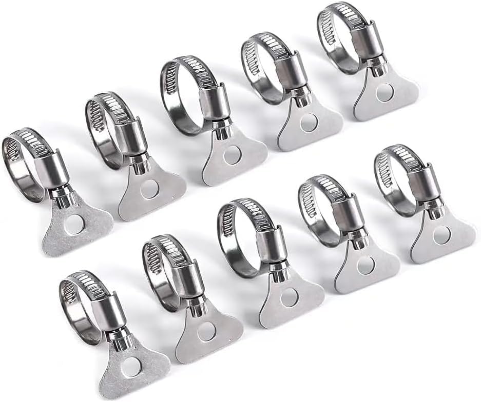 QINALO 10-Pack 304 Stainless Steel Hose Clamps with Adjustable Thumb ...