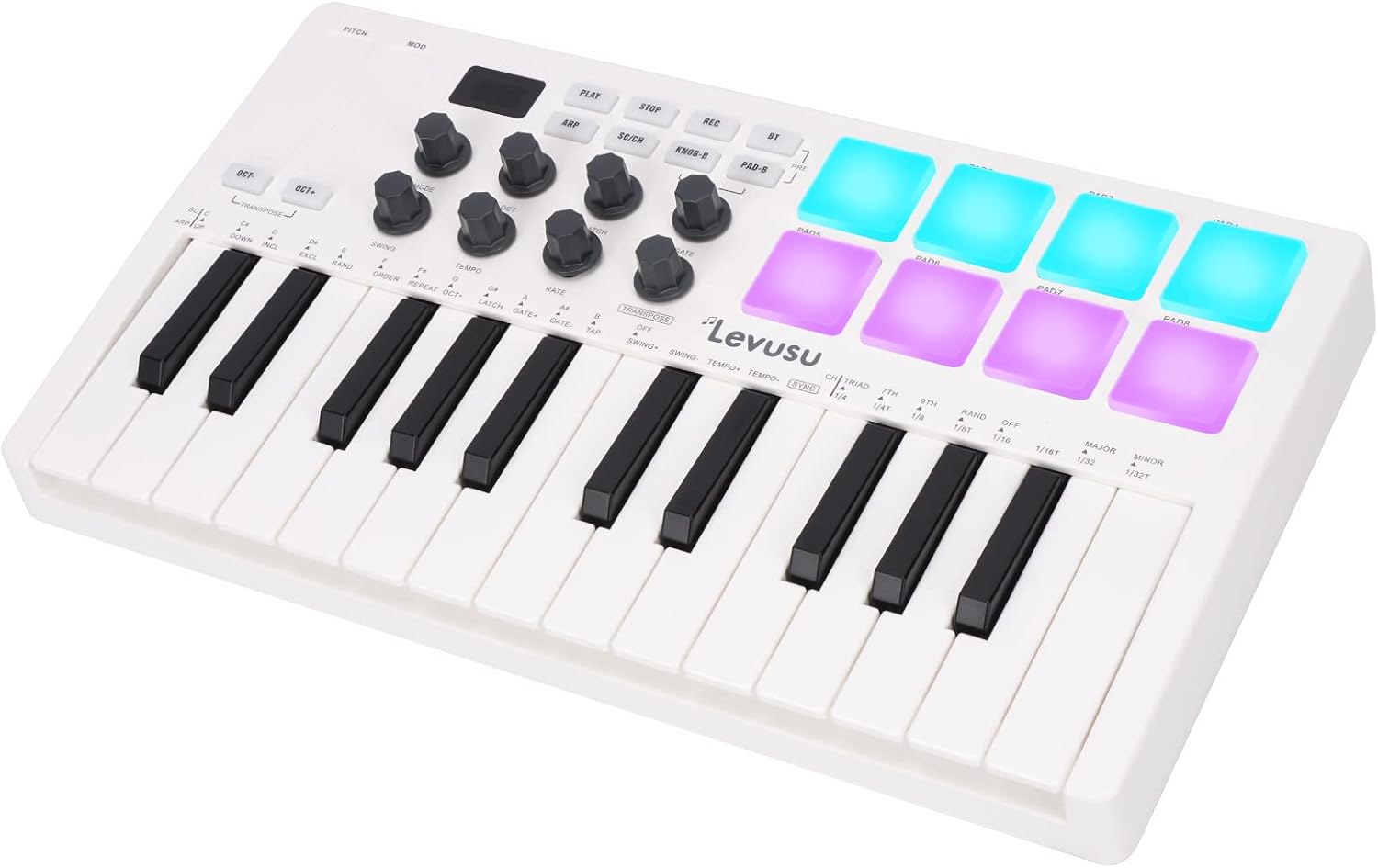 Amazon.com: 25 Key Bluetooth USB MIDI Keyboard Controller With 8 ...