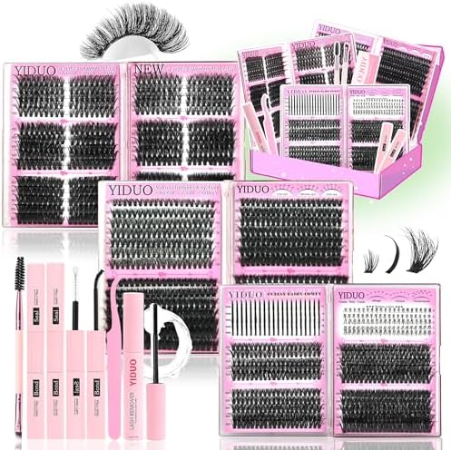 Amazon.com: YIDUO 6 Box Mix Lashes Clusters Kit Gift Packs 1686Pcs with ...