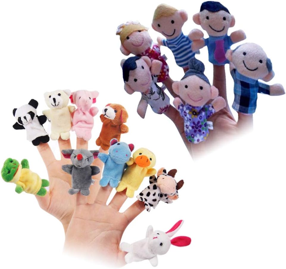 16pcs Storytelling Finger Puppets Cartoon Zoo Animal Family Cotton ...