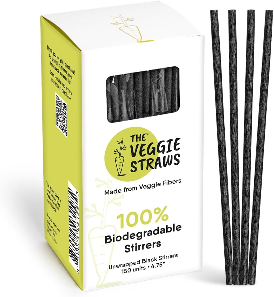 The Veggie Straws – 150 PCS of 4.75 Inches Unwrapped Black ...