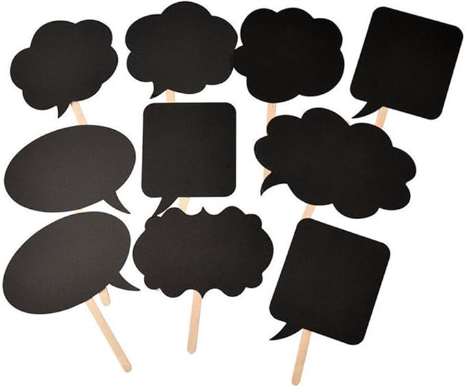 OUKIN 10pcs Black Wedding Photo Booth Props DIY Kit Speech Bubble on a ...