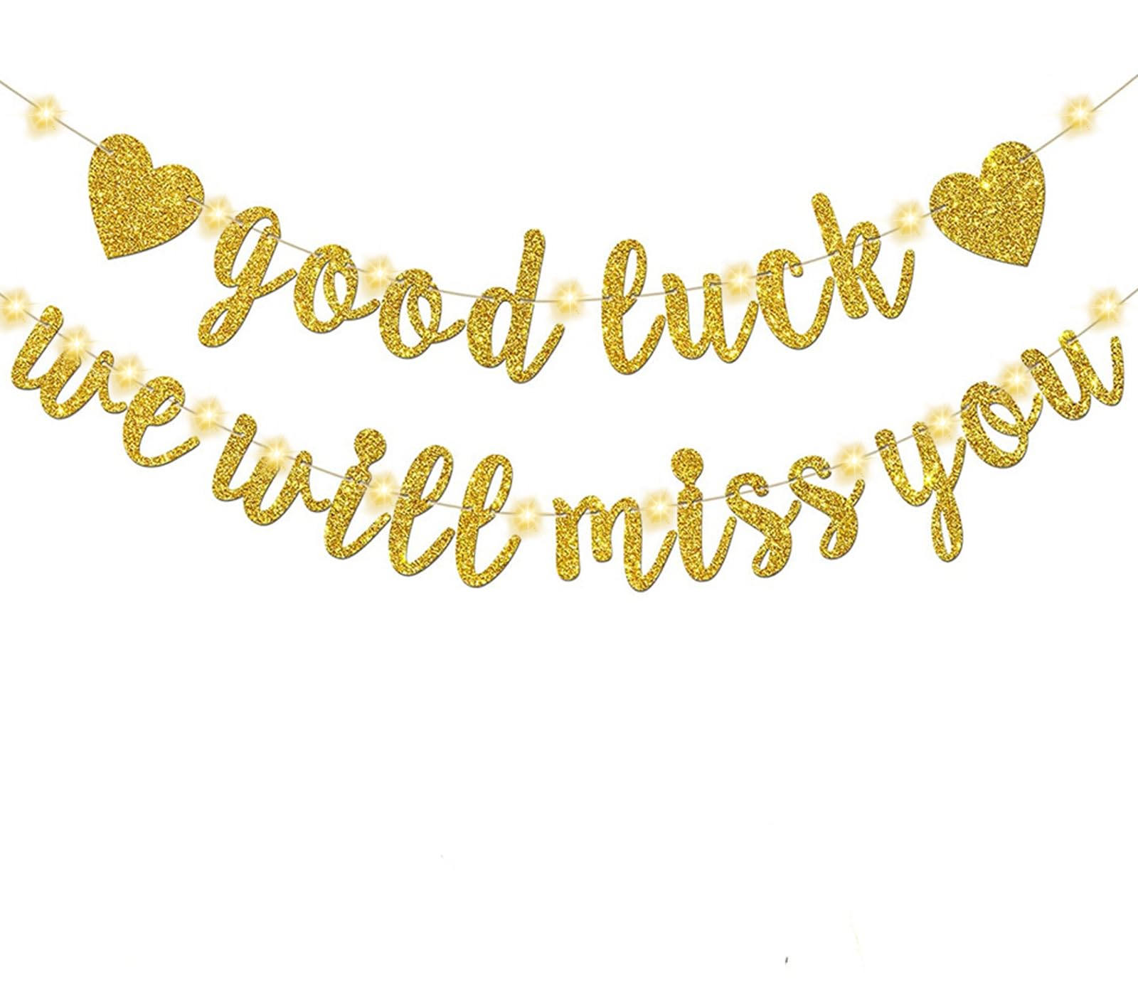 Amazon.com: Good Luck We Will Miss You Banner with LED Lights,Gold ...